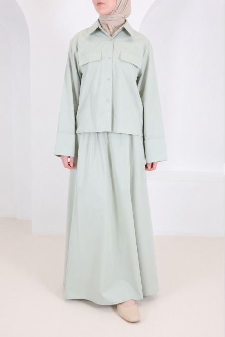 Ensemble coton vert d'eau by neyssa jupe & chemise assorties