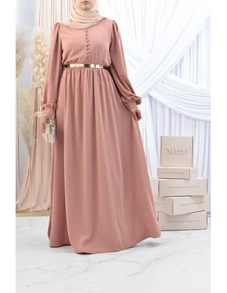 Robe aïd longue évasée fluide pour fête femme musulmane
